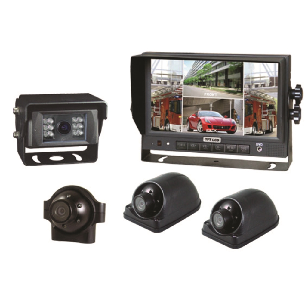 Kamera-Set Round View 7" LCD-Touch 12/24V, 4 Kameras